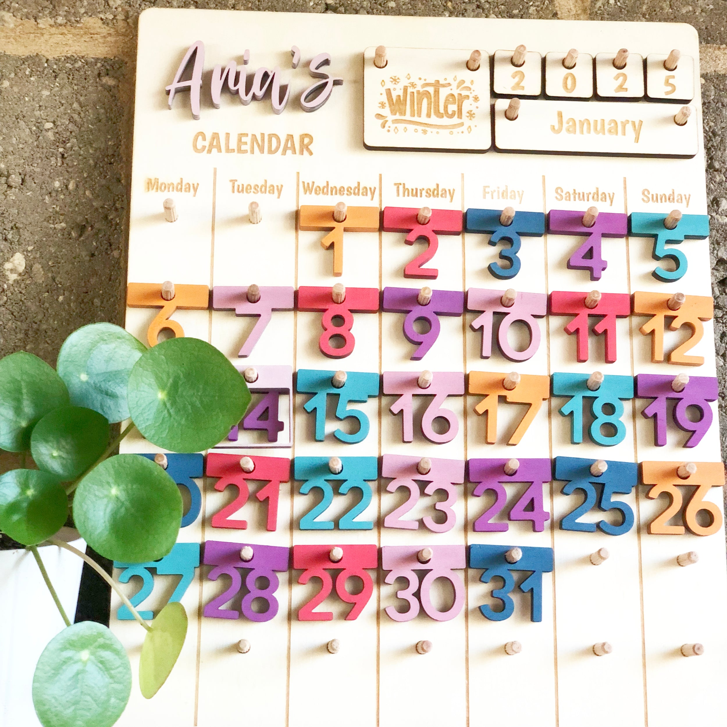 Montessori - inspired Personalised Wooden Calendar for Kids: Learn Dat ...